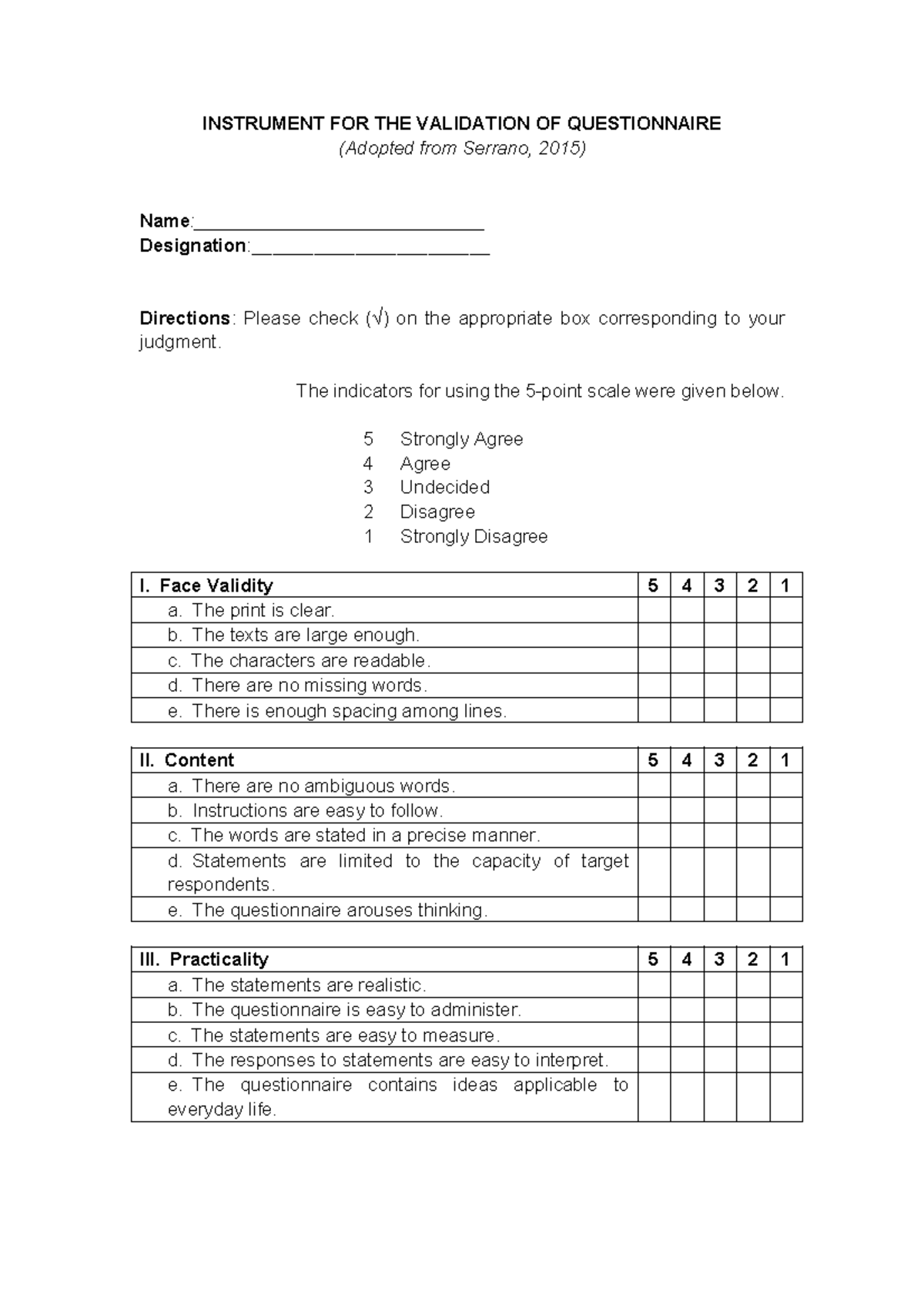 Instrument Validation for Questionnaire Assessment - Studocu