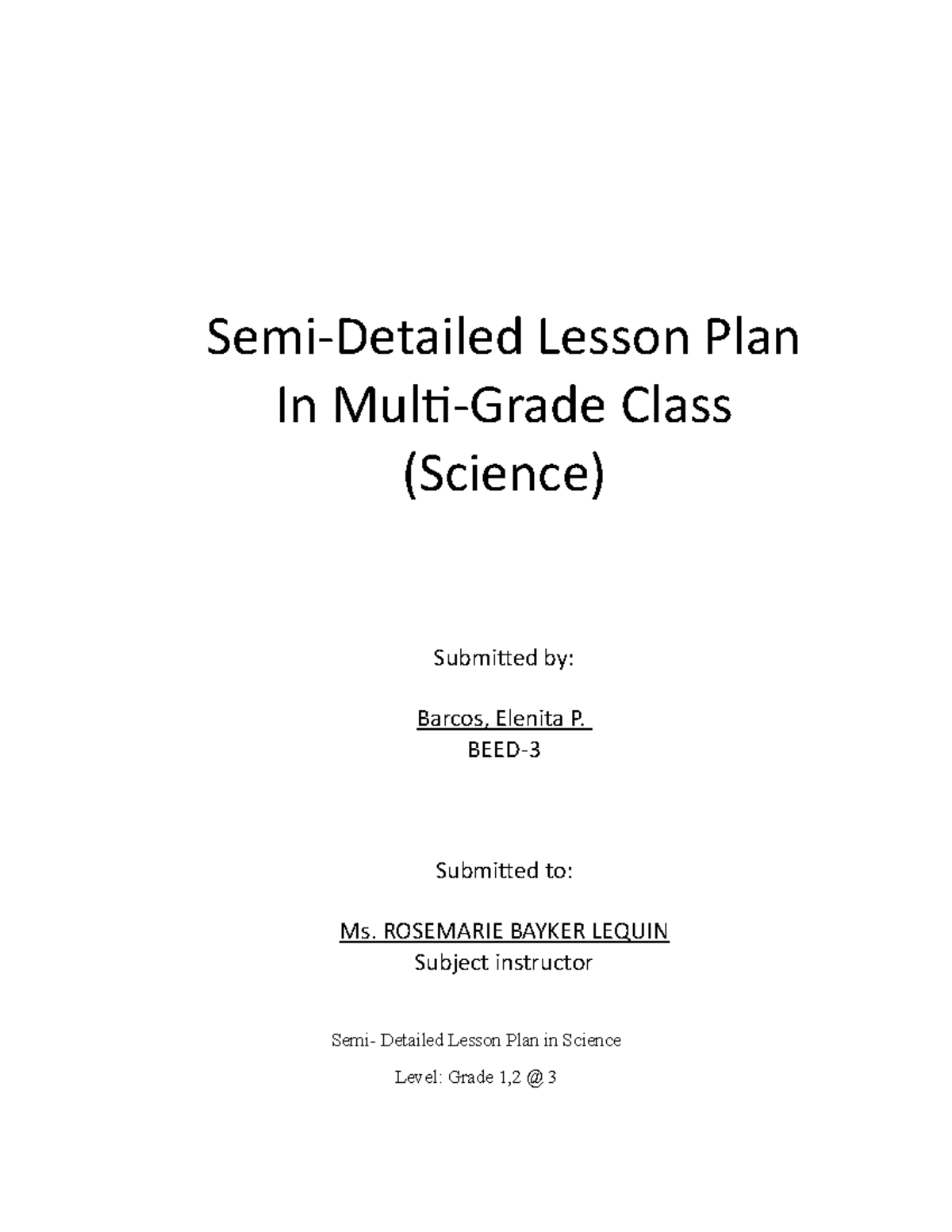 BEED Multi-Grade Lesson Plan: Exploring Parts of Plants in Science ...