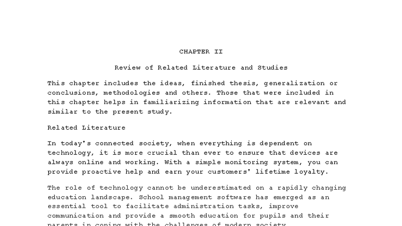 CHAPTER II RRL & RRS - Review of Related Literature and Studies - Studocu