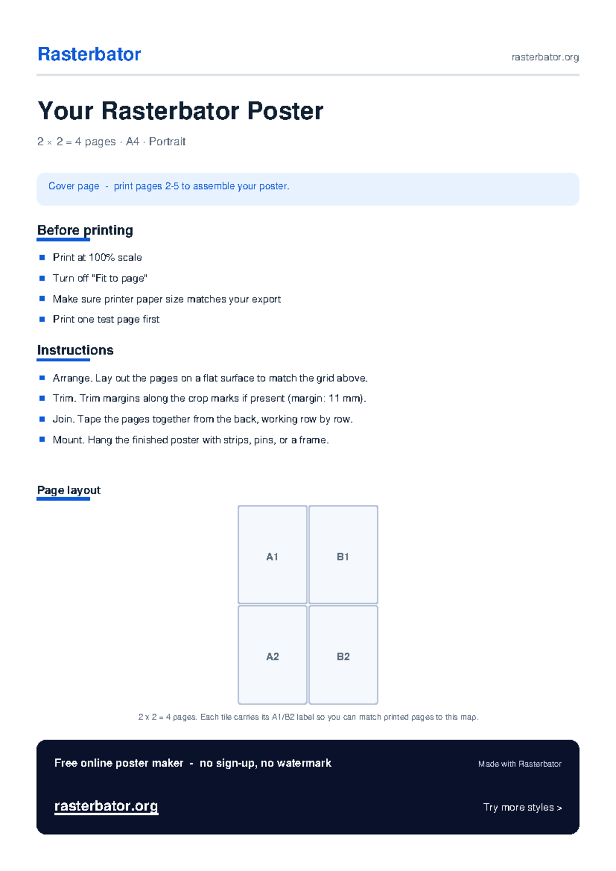 Rasterbator Poster Assembly Instructions - A4 Format - Studocu