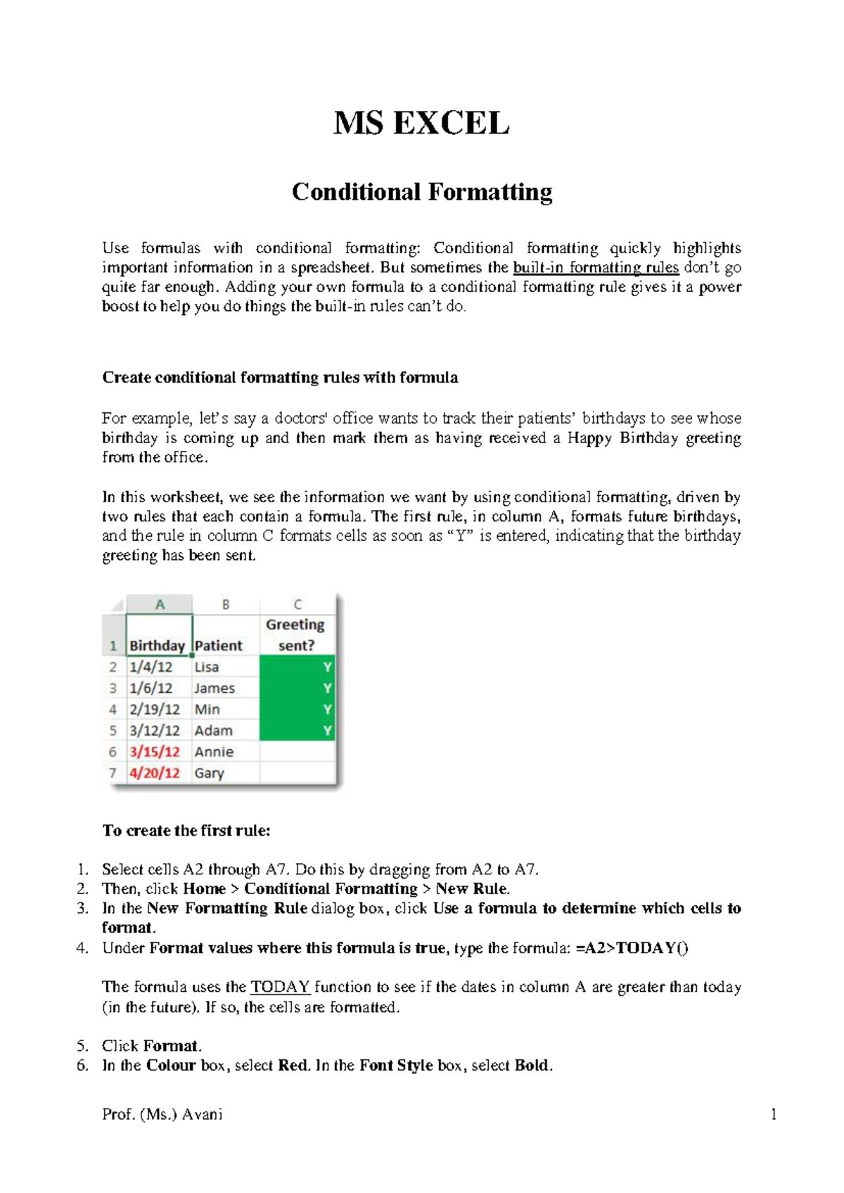 MS EXCEL Conditional Formatting & PivotTables Guide - Studocu