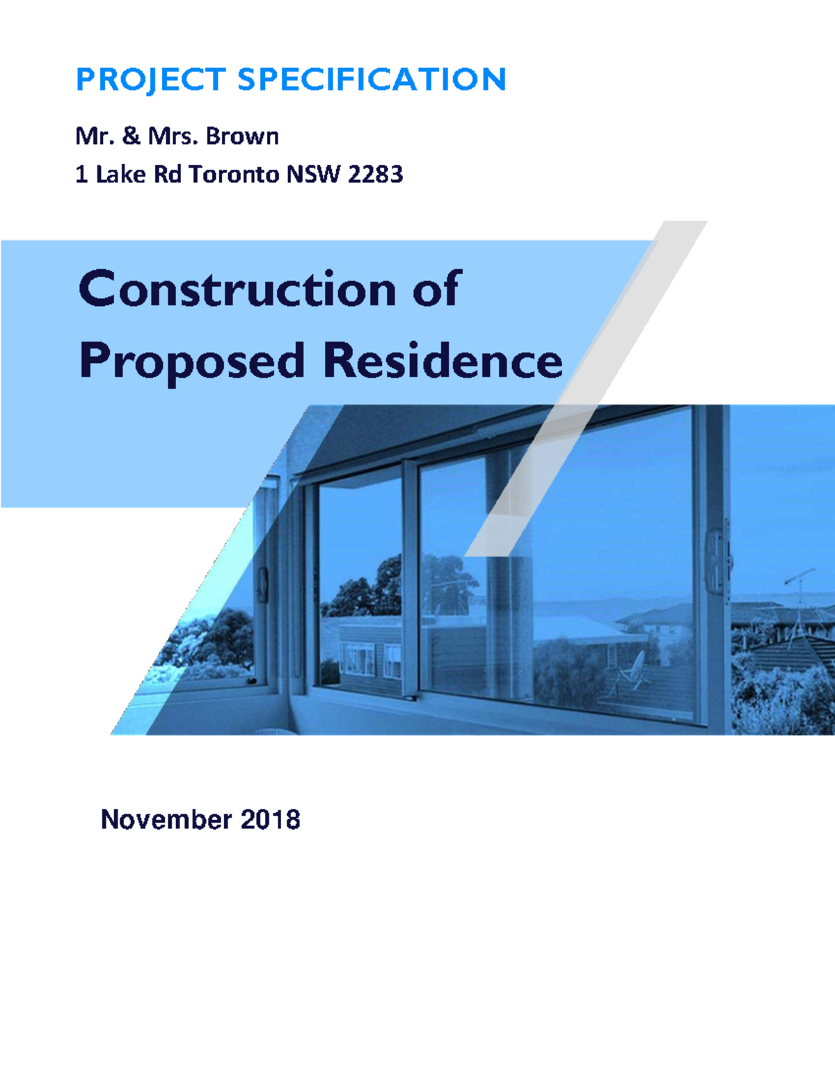 Construction Project Specification for Proposed Residence (TOR-2018 ...