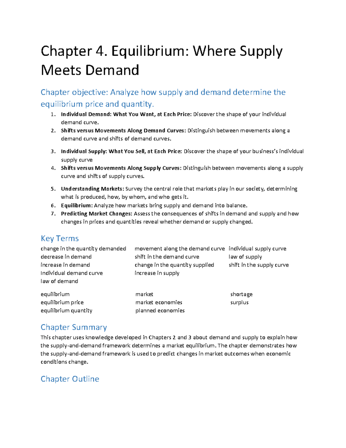 Chapter 4: Equilibrium - Analyzing Supply and Demand Interactions ...