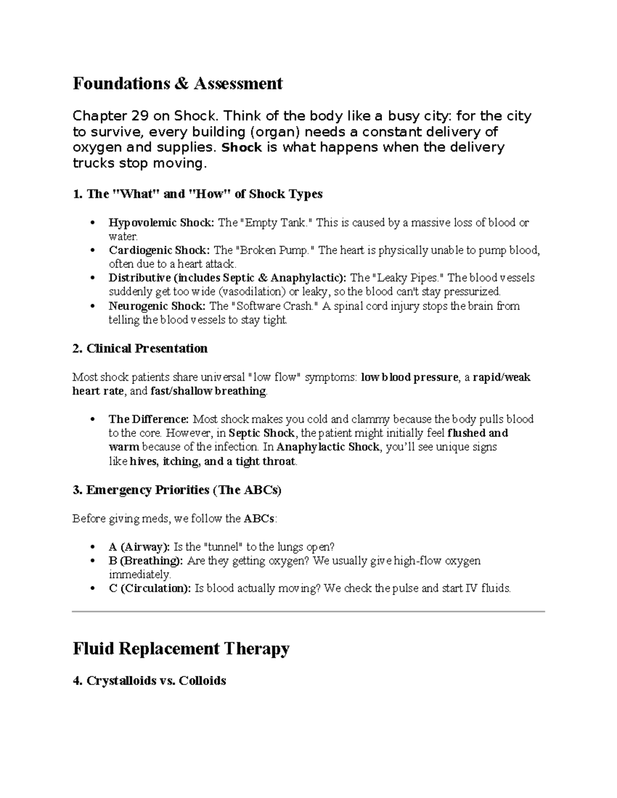 Foundations Assessment: Chapter 29 - Understanding Shock Types - Studocu