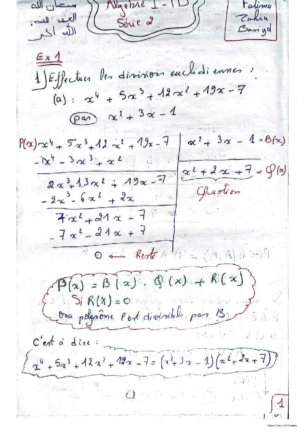 Correction TD Algebre I - Série 2 S1 PC 2025 - Studocu