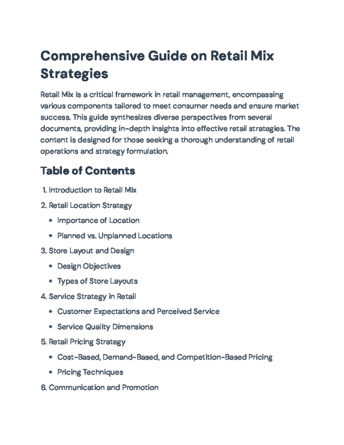 Comprehensive Guide on Retail Mix Strategies: Theory and Application ...