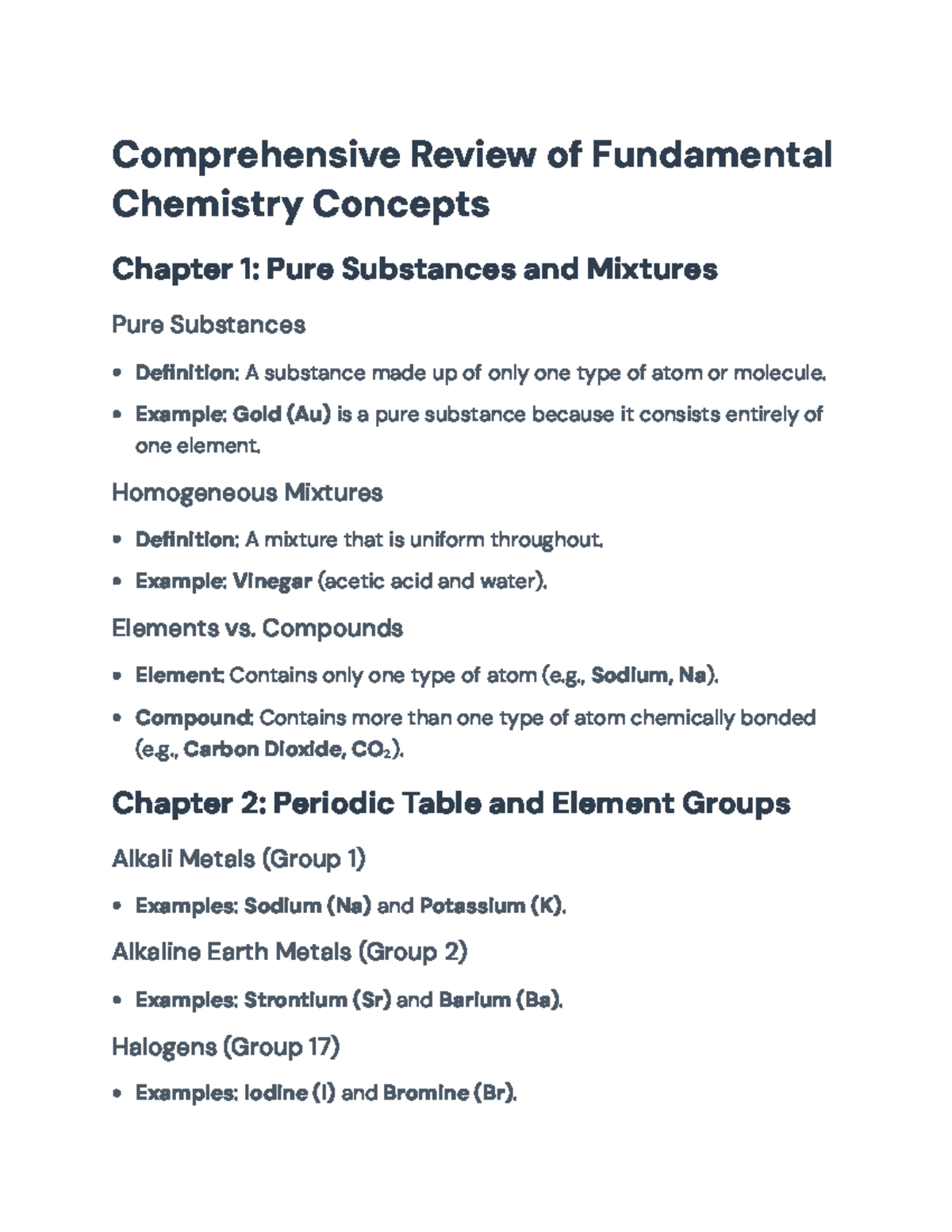Fundamental Chemistry Concepts Review: Chapters 1-6 Overview ...