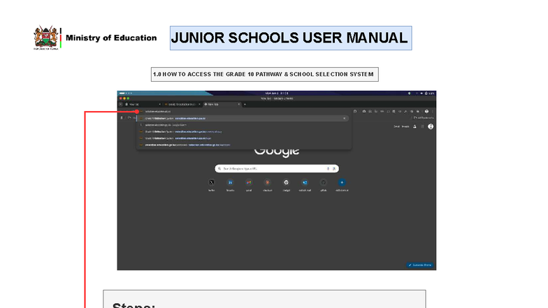 JUNIOR SCHOOLS USER MANUAL 1.0: Accessing Grade 10 Pathway System - Studocu