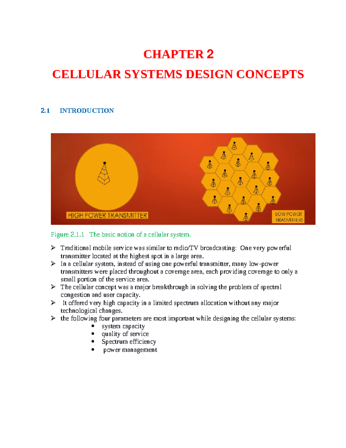 Cellular Systems Design Concepts Notes. - CHAPTER 2 CELLULAR SYSTEMS ...