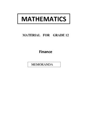 MATHEMATICS GRADE 12 FINANCE QUESTIONS - EXPERTS' COMPILATION - Studocu