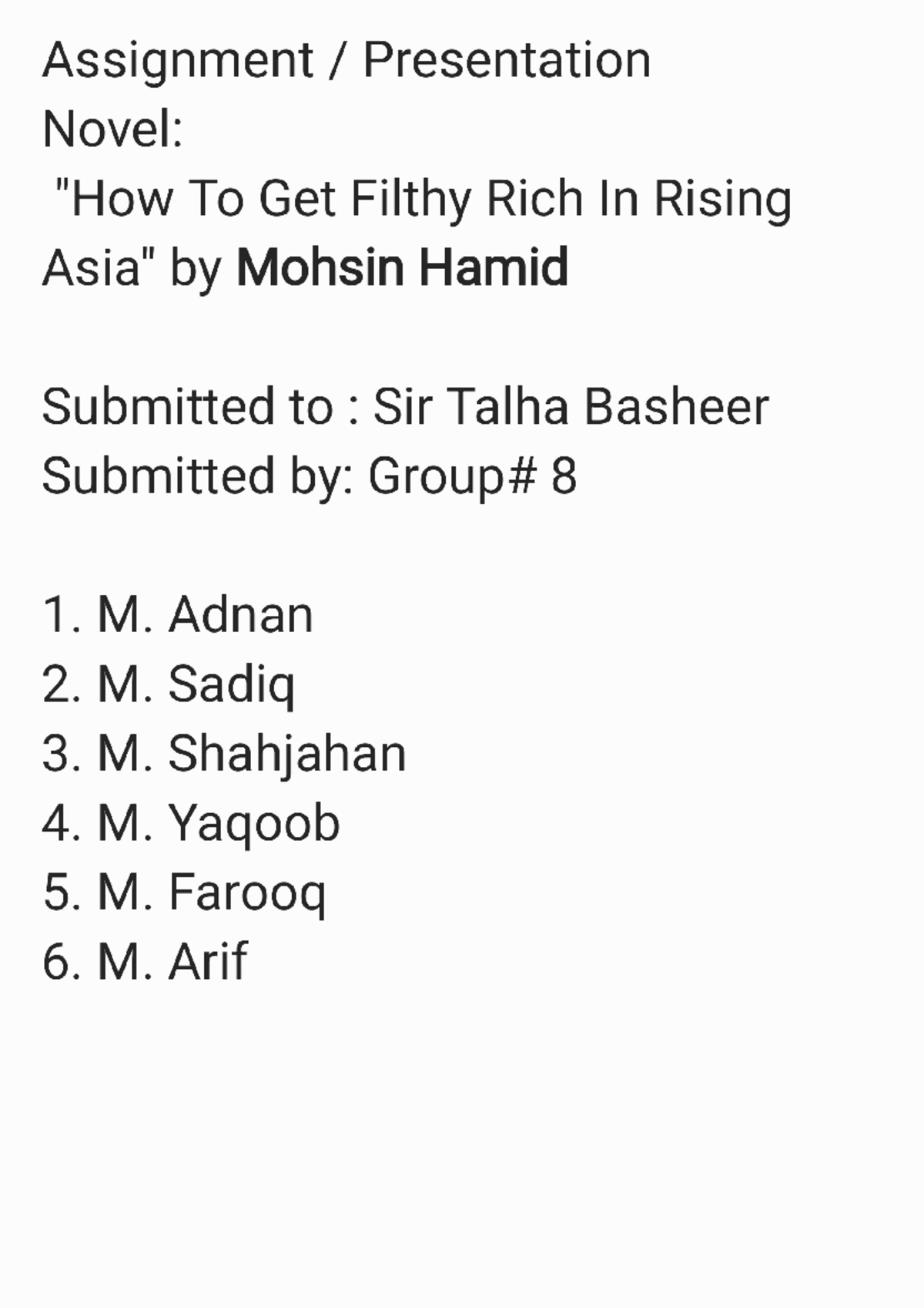 Assignment Presentation: Analysis of "How to Get Filthy Rich in Rising ...