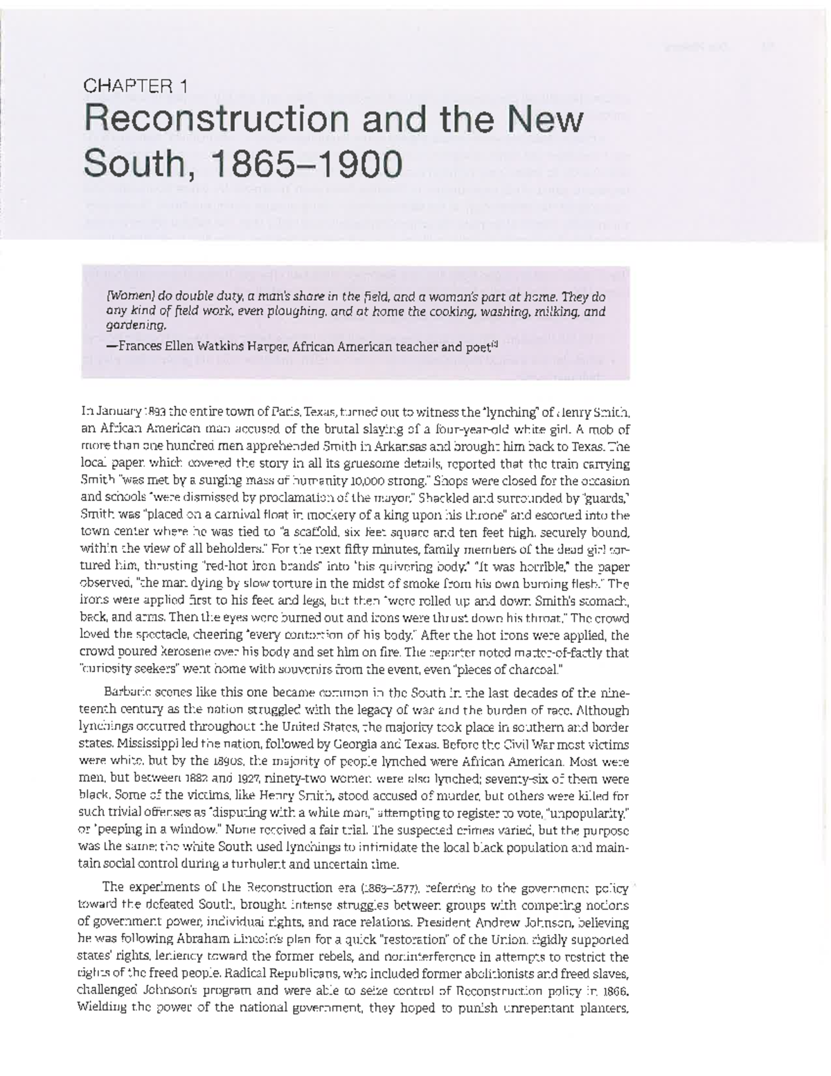 CHAPTER 1: Reconstruction and the New South - A Comprehensive Study ...
