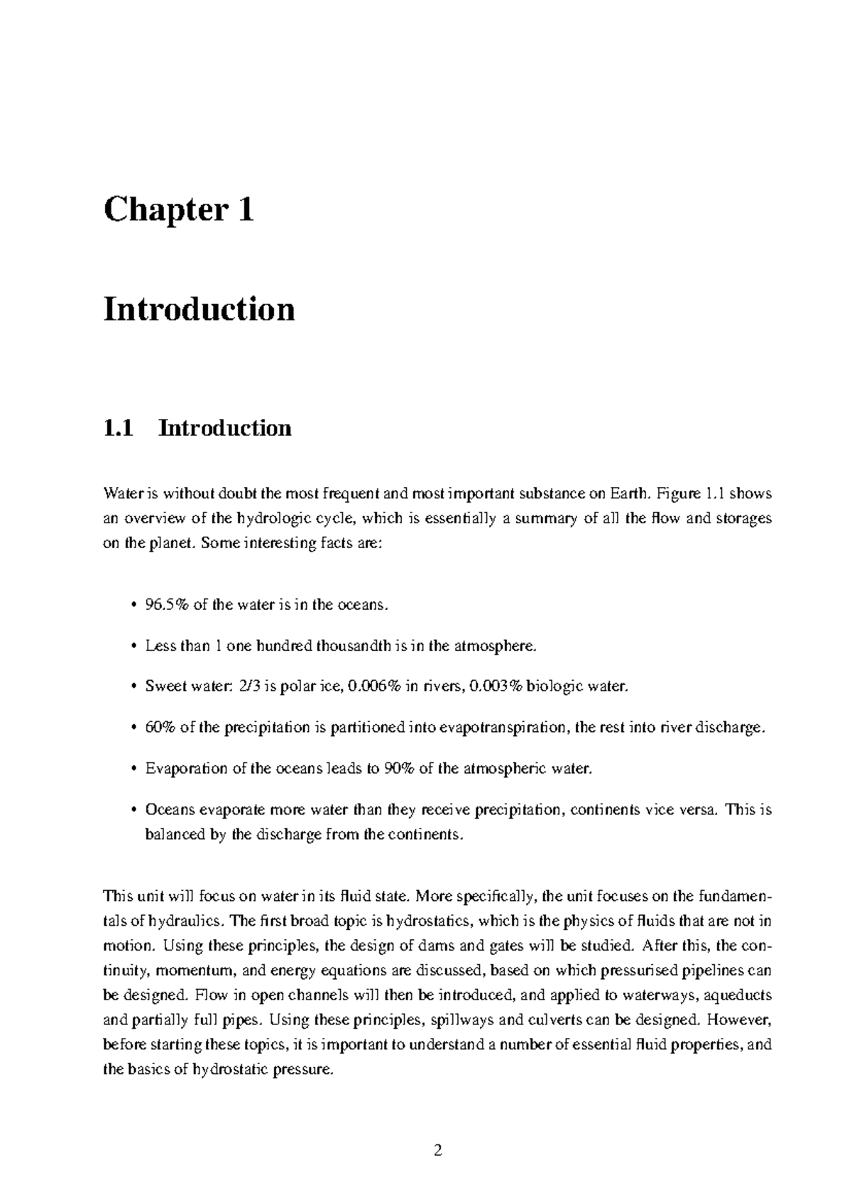 Chapter 1: Introduction to Fluid Mechanics and Hydraulics (ENGR 101 ...