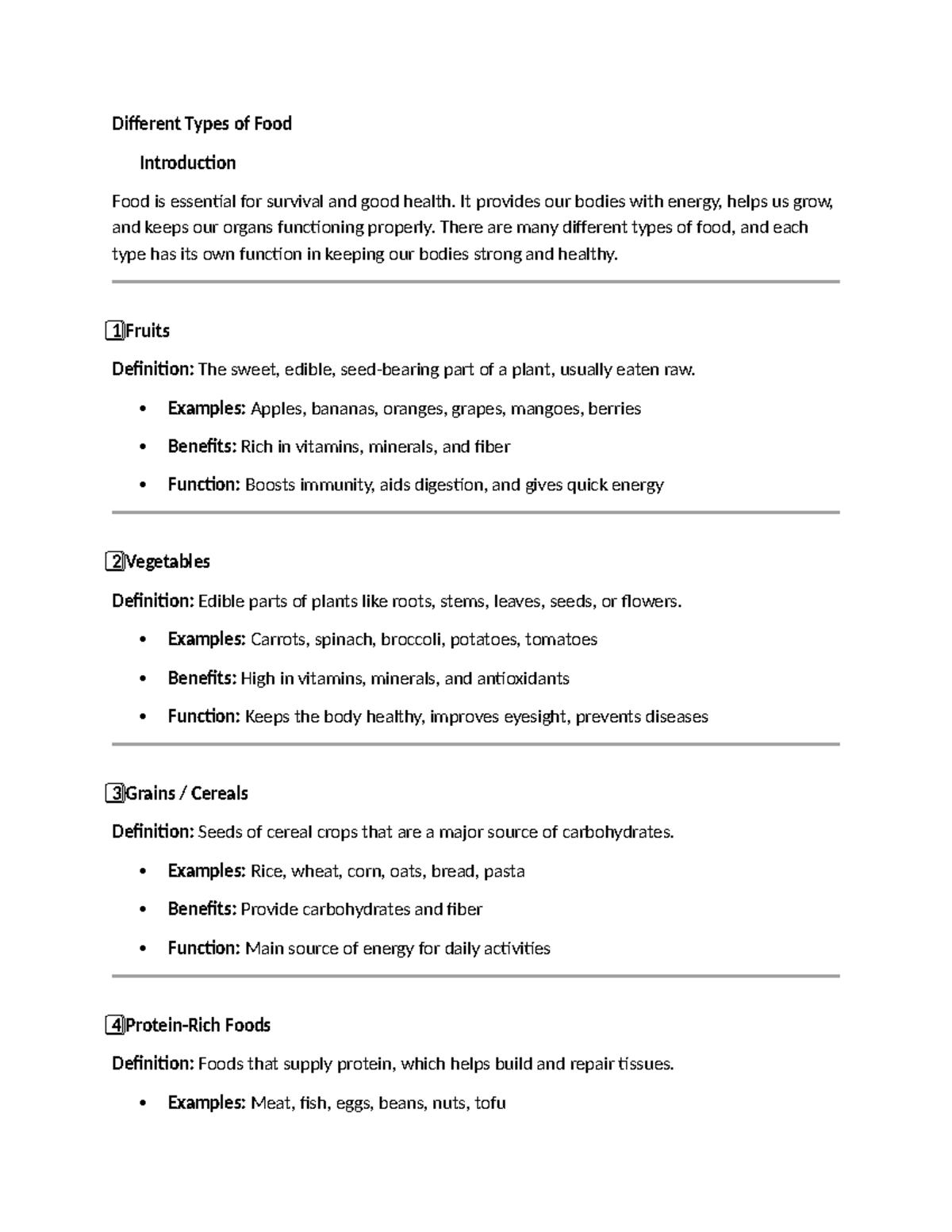 Types of Food: A Comprehensive Overview of Nutrition - Studocu