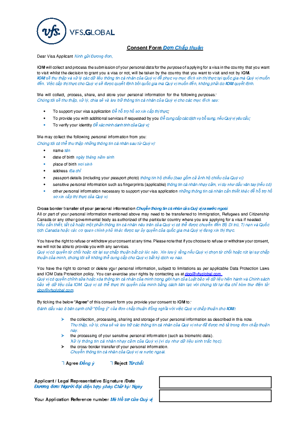 Vietnam Visa Application - Consent Form for Personal Data - Studocu