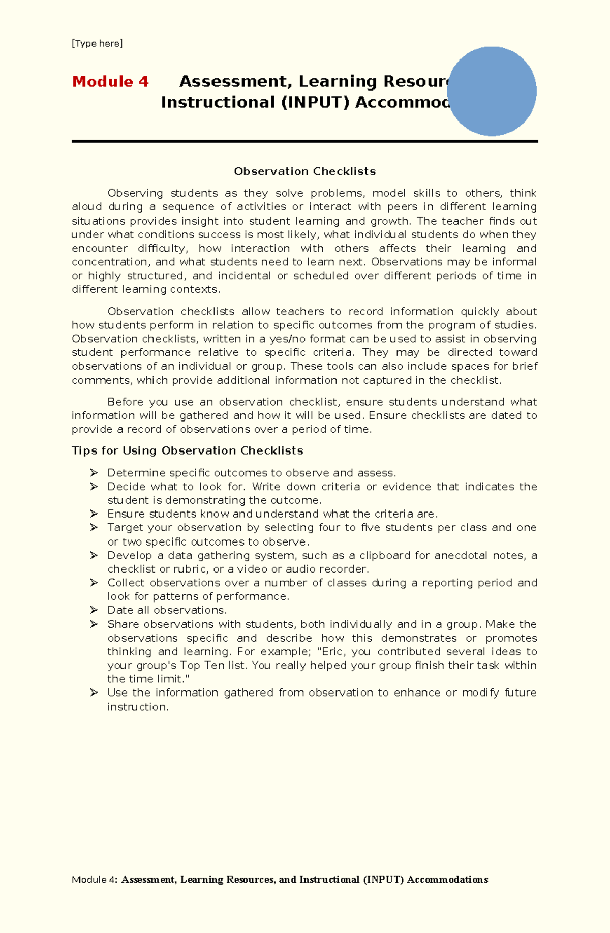 PROF ED 102 Module 4: Assessment & Instructional Accommodations Guide - Studocu