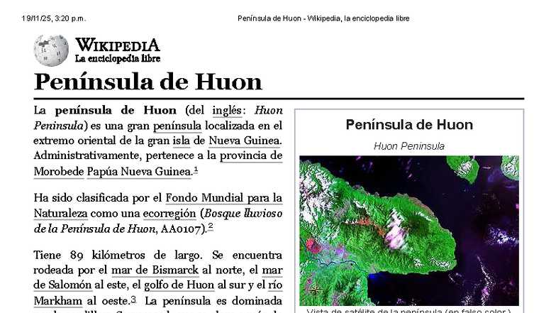 Península de Huon: Ecología y Biodiversidad en Papúa Nueva Guinea - Studocu