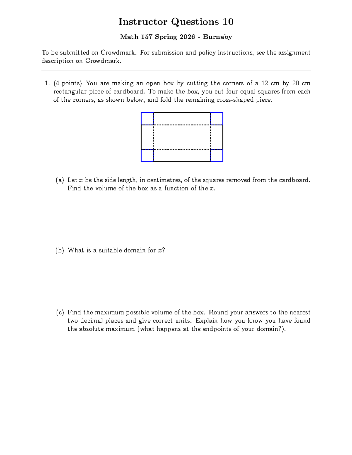 Math 157 Spring 2026: Instructor Questions & Practice on Multivariable ...
