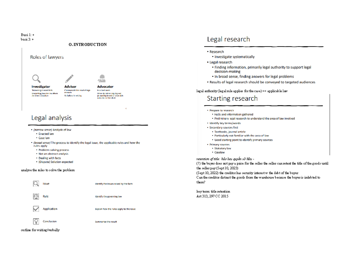 Legal Research AND Writing - Google Docs - Buoi 1: + buoi 3: + O ...
