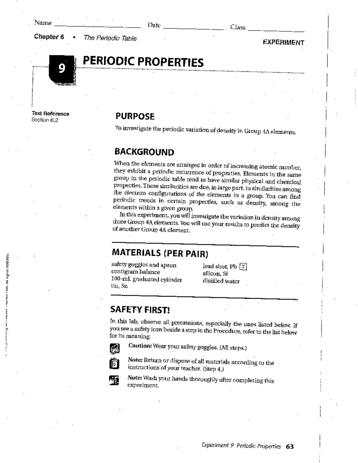 Lab-Periodic Trends (1) - Name Date Class Chapter 6 The Periodic Table ...