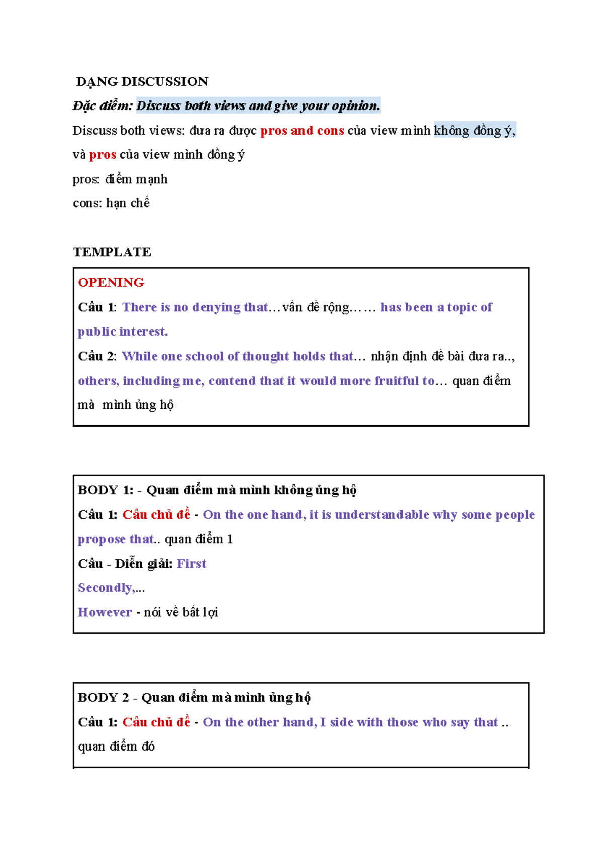 Writing Task 2: Discussion Essay Template and Guidelines - Studocu