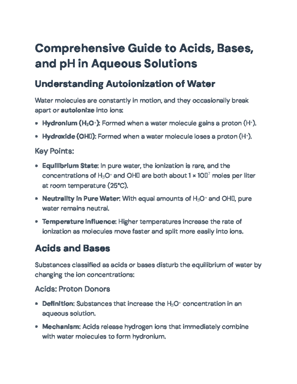 Comprehensive Guide to Acids, Bases, pH and Buffers in Water Solutions ...