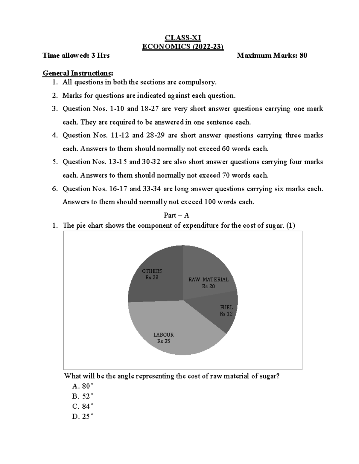 Economics - sample paper - CLASS-XI ECONOMICS (2022-23) Time allowed: 3 ...