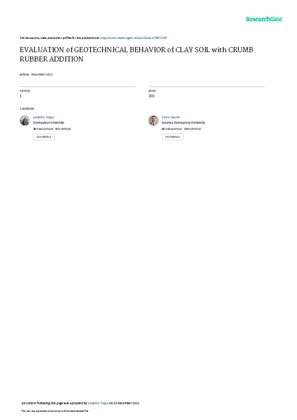 EVALUATION of CLAY SOIL BEHAVIOR with CRUMB RUBBER ADDITION (ENGR 2022 ...