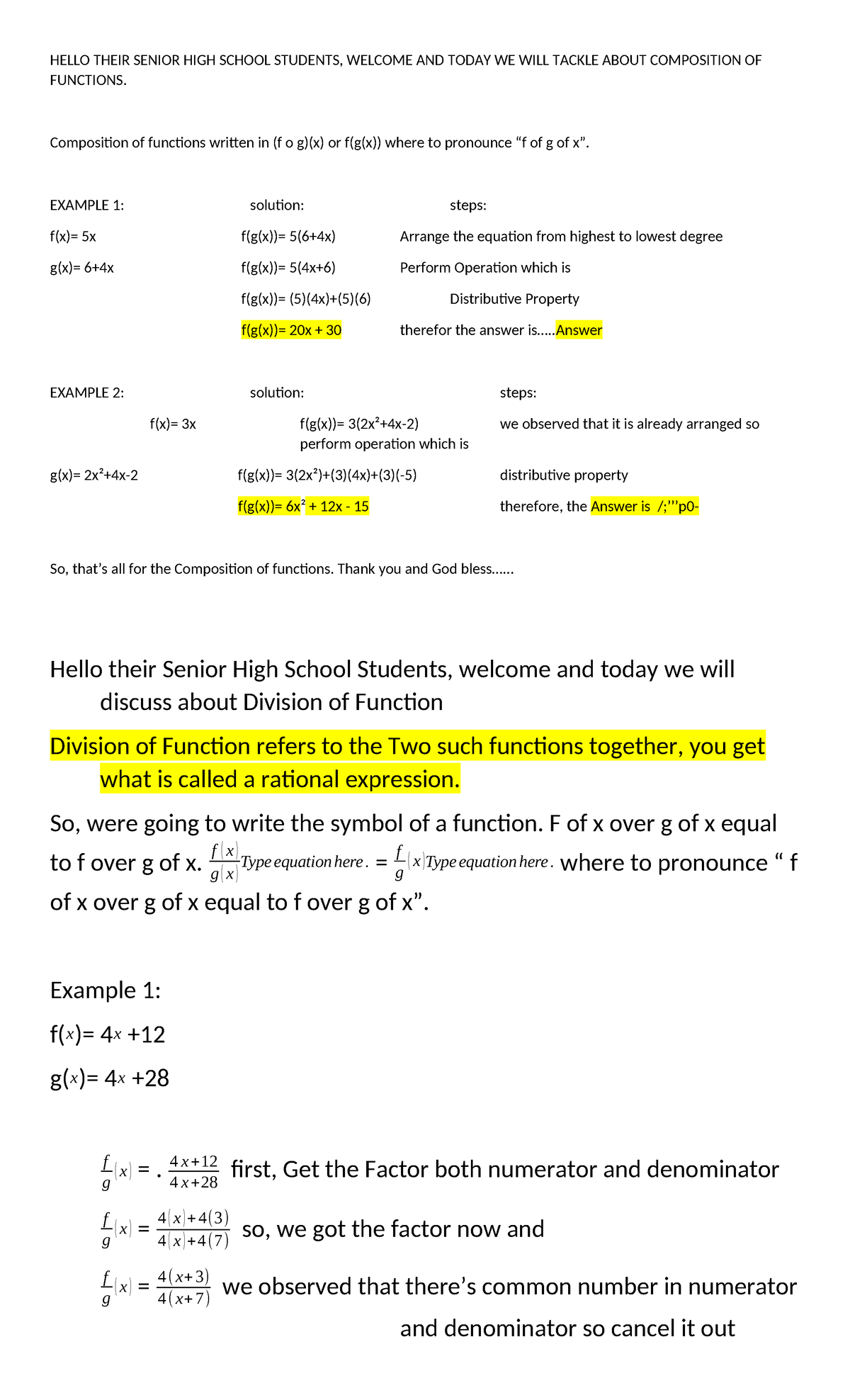 Gen math - ENJOY! - HELLO THEIR SENIOR HIGH SCHOOL STUDENTS, WELCOME ...