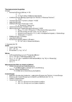 Formelsammlung Thermodynamik - - Studocu