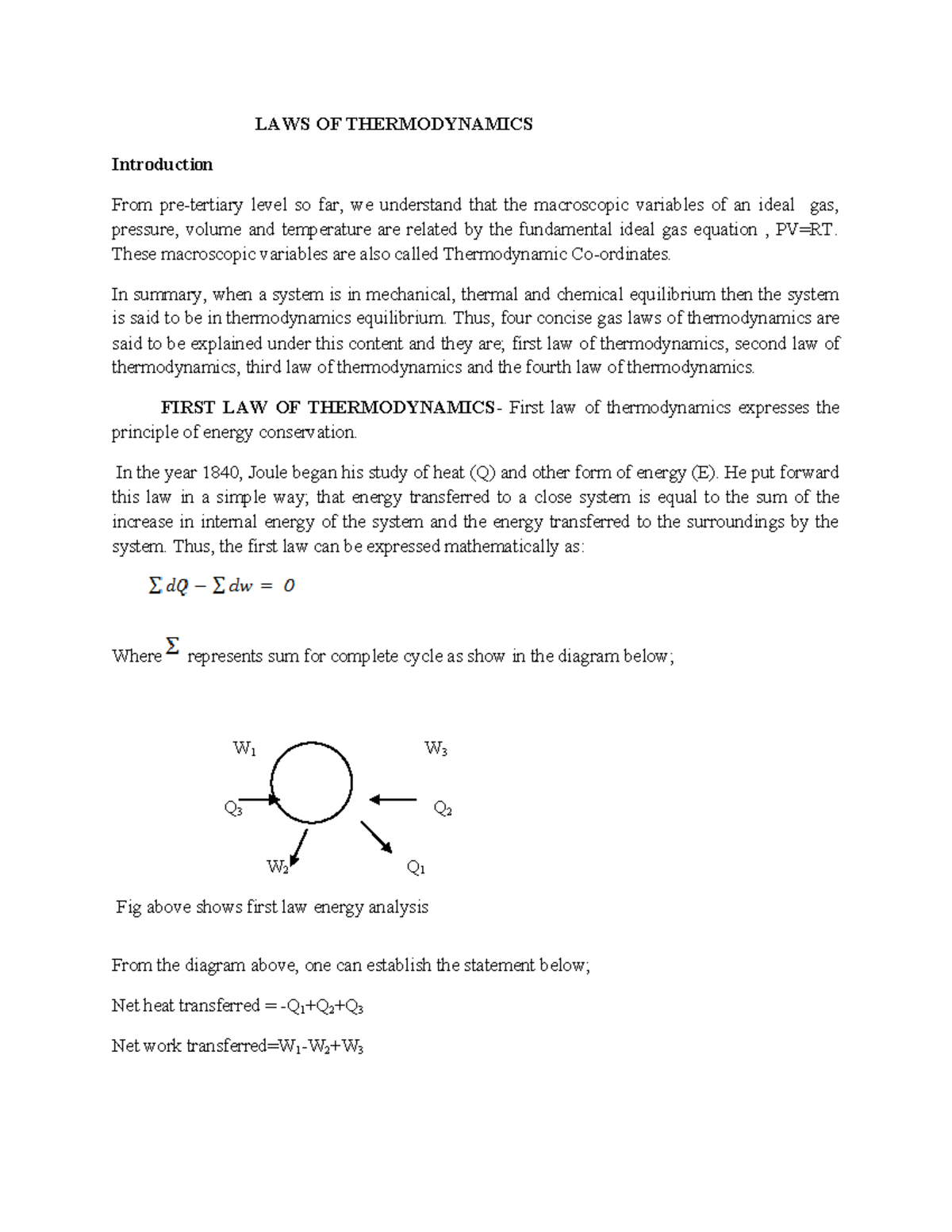 LAWS OF THERMODYNAMICS - Mrs. Ola's Lecture Notes - Studocu