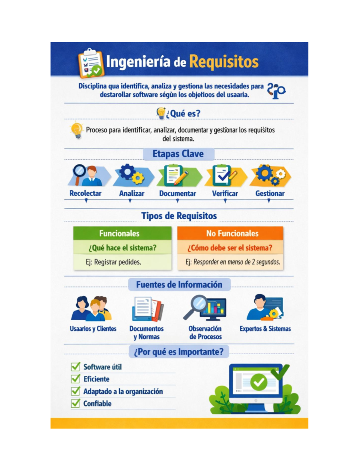 Infografía de Ingeniería de Requisitos: Proceso y Tipos - Studocu