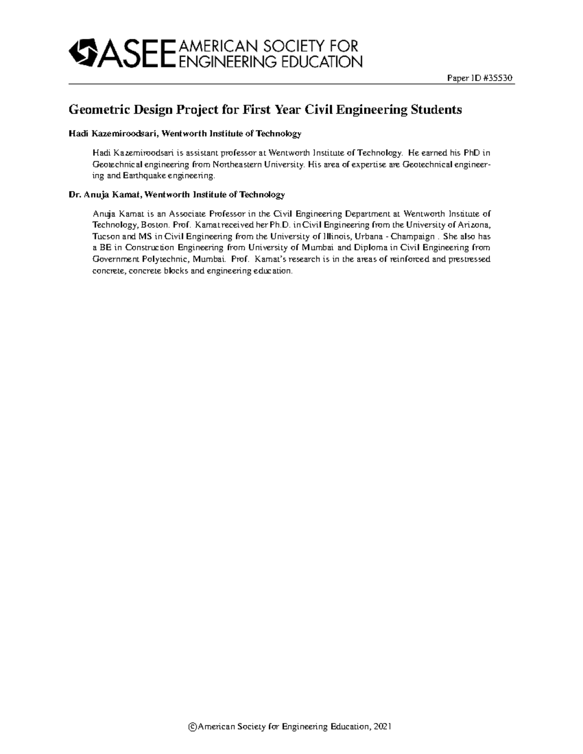 CE201: Geometric Design Project for First-Year Civil Engineering ...