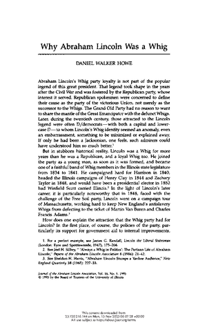 Abraham Lincoln and the Whig Party: Ideology and Influence - Why ...