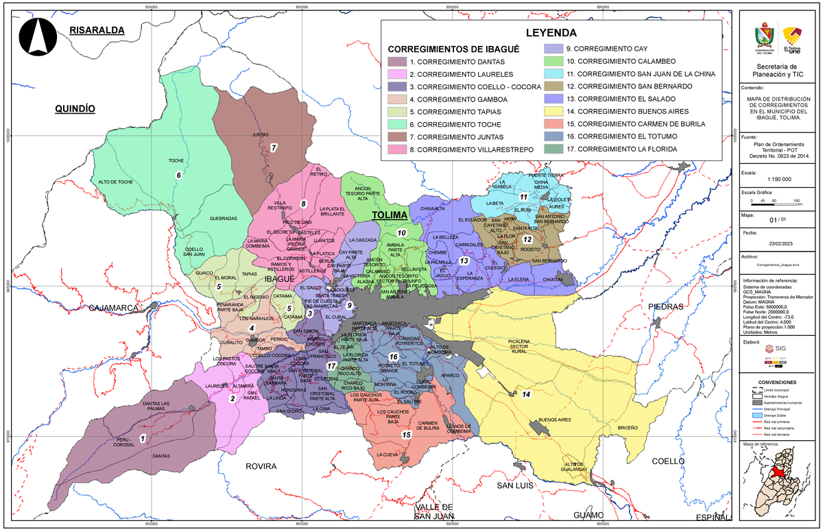 Corregimientos de Ibagué, Tolima - Mapa De Distribución POT - Studocu