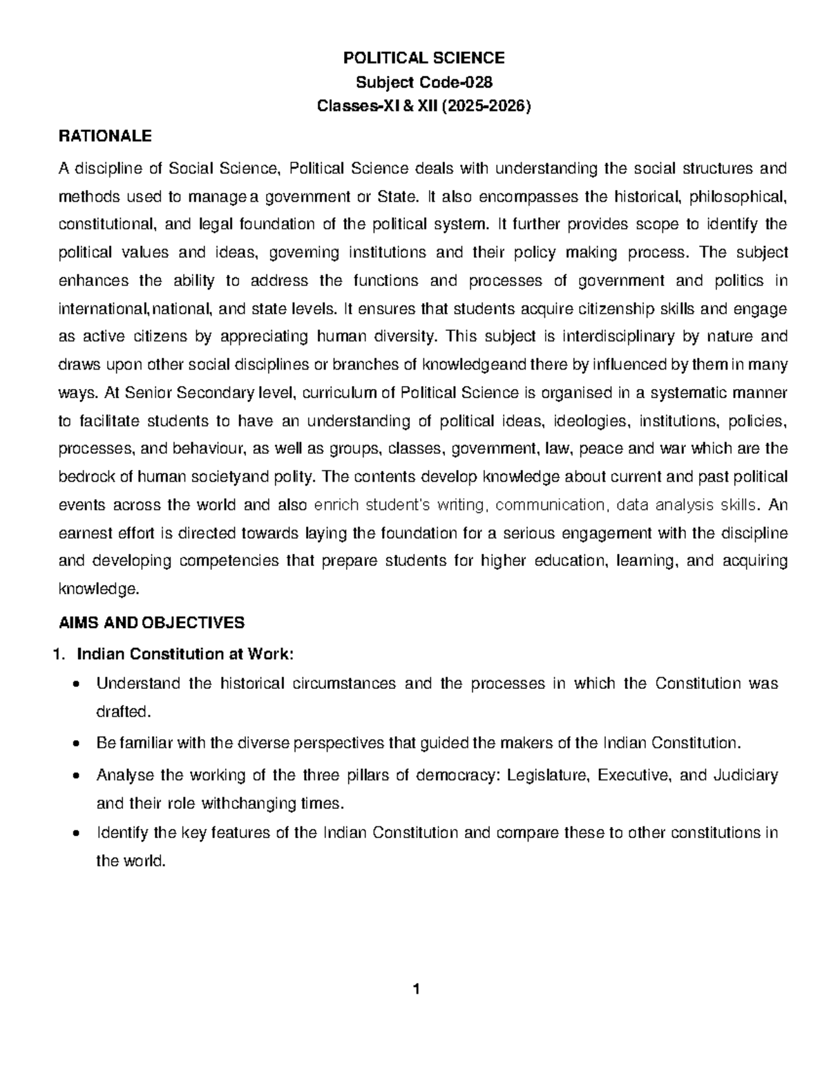 Political Science Class XII: Comprehensive Study Guide for 2025-26 ...