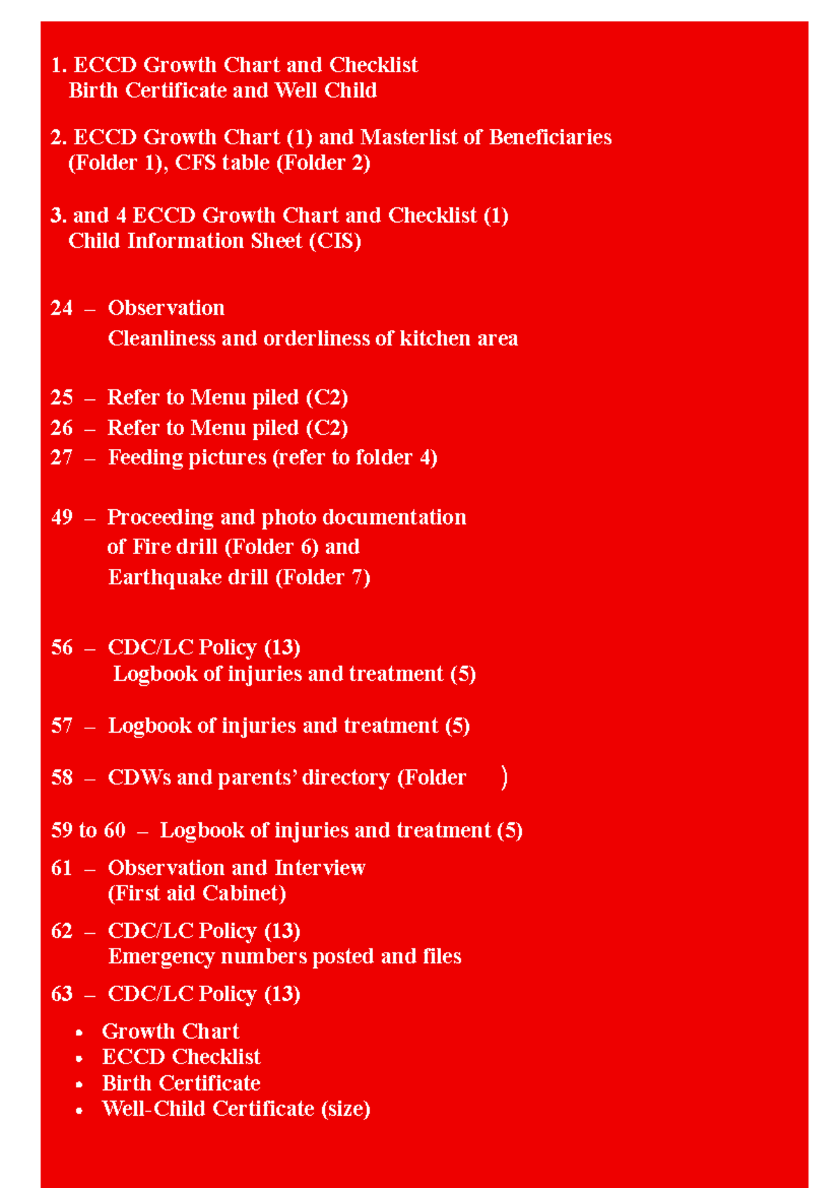 ECCD Growth Chart & Checklist: Comprehensive Documentation A1 RED - Studocu