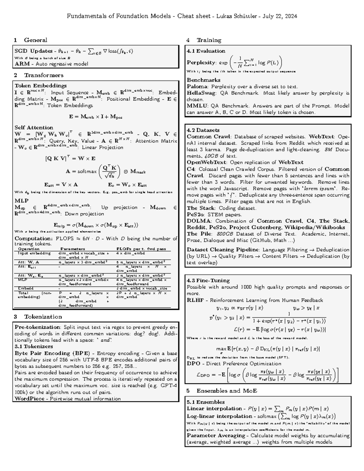 Cheat Sheet: Fundamentals of Foundation Models (SS 2024) - Studocu