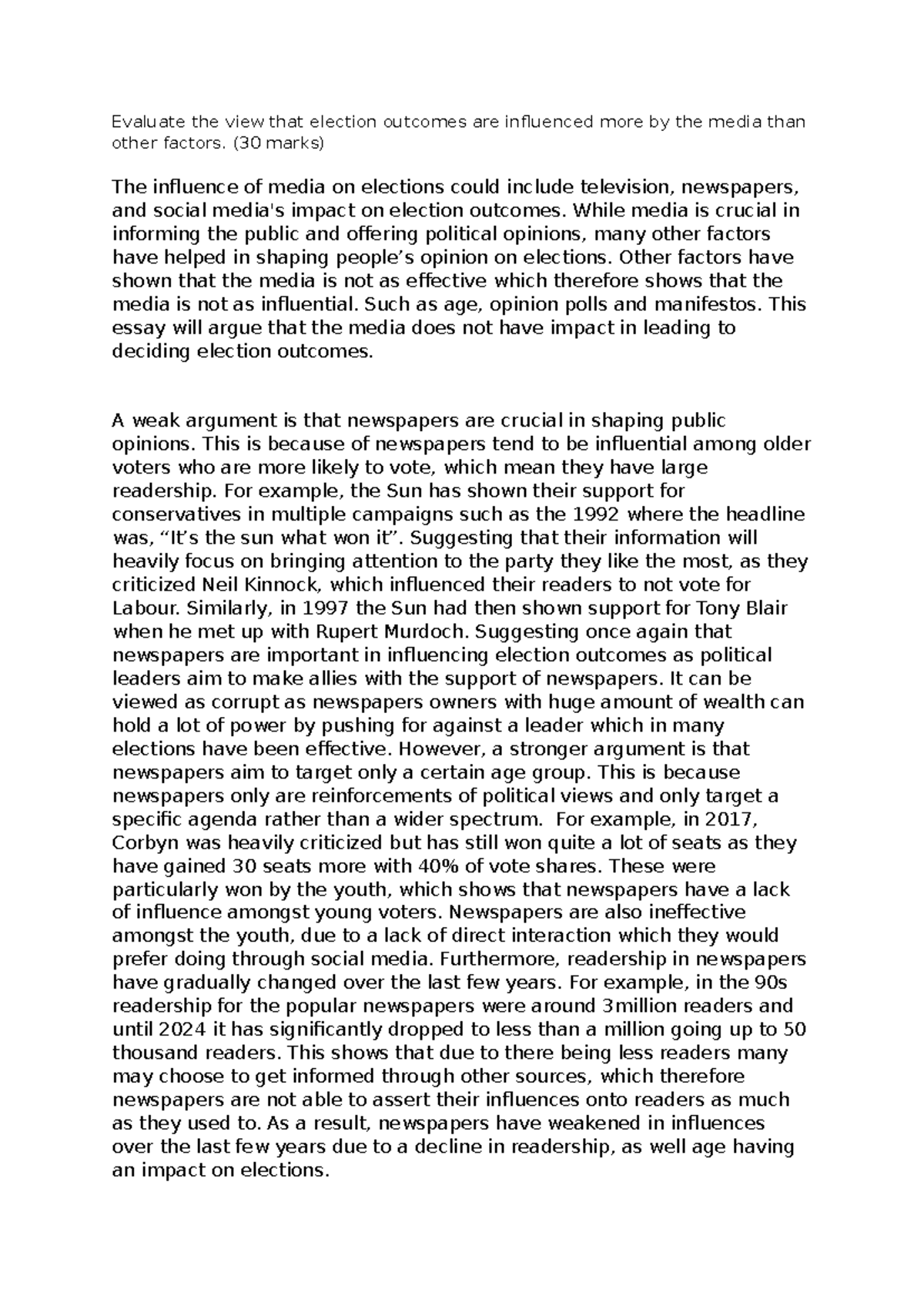 Evaluating Media Influence on Election Outcomes: A Critical Analysis ...