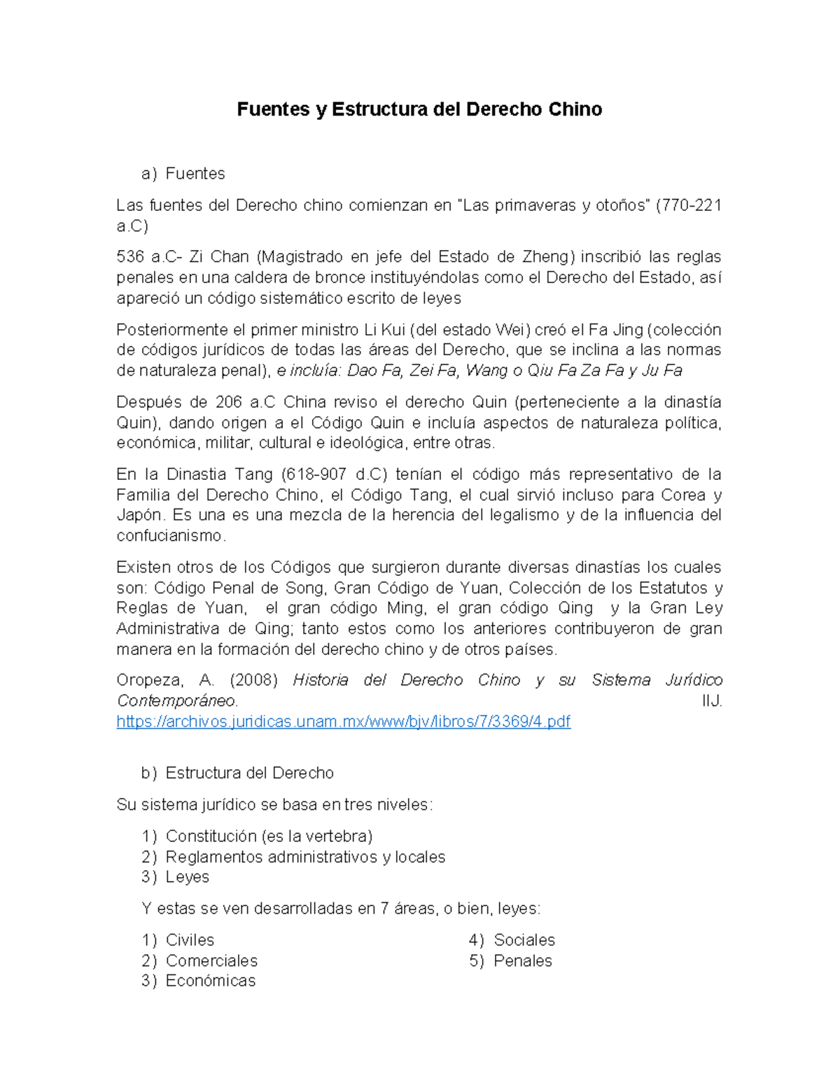 Fuentes y Estructura del Derecho Chino, Cubano y Norcoreano - Studocu