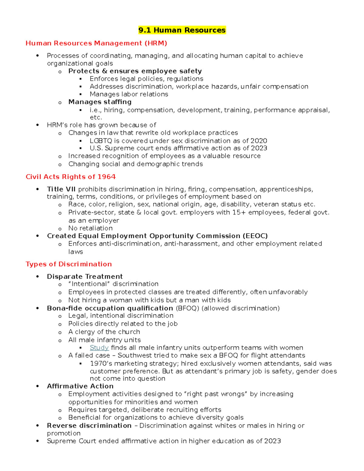 Module 9: Human Resources Management Lecture Notes - Studocu