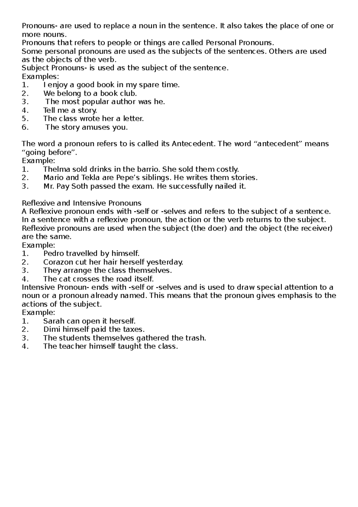 ENG101: Understanding Pronouns - Personal, Reflexive, and Intensive ...