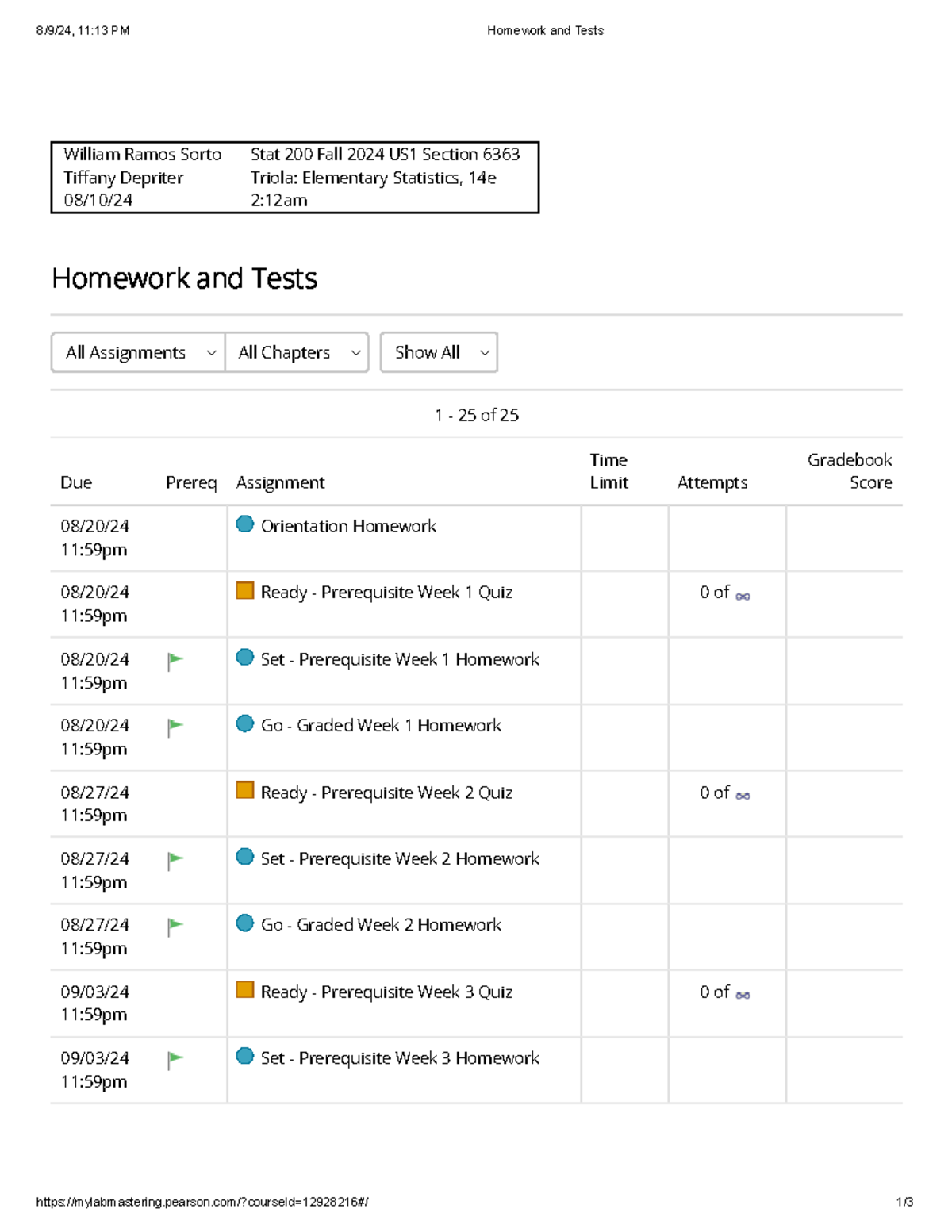 Stat 200 Fall 2024 US1 Section 6363: Assignments Due Dates List - Studocu