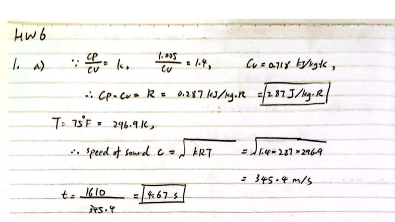 HW6: Sound Speed Calculations & Ideal Gas Law (1.005) - Studocu