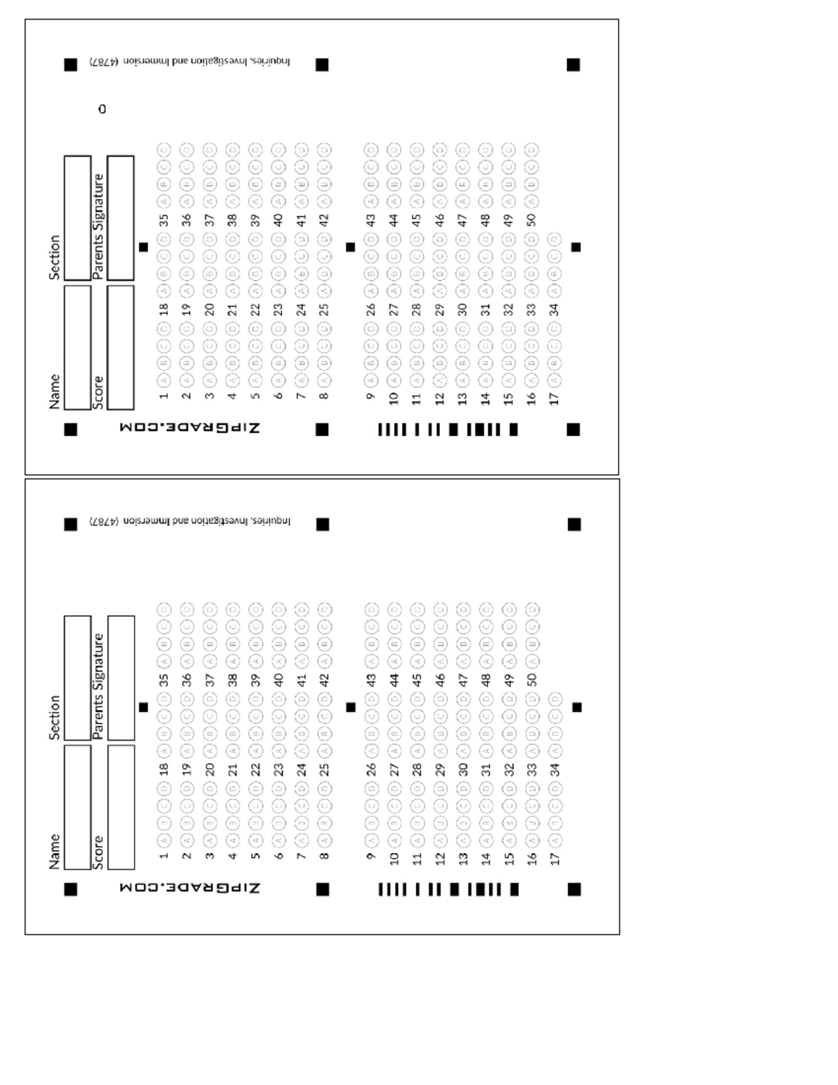 Answer Sheet Print - vxhdhjfkfk - Section Name Section Name Parents ...