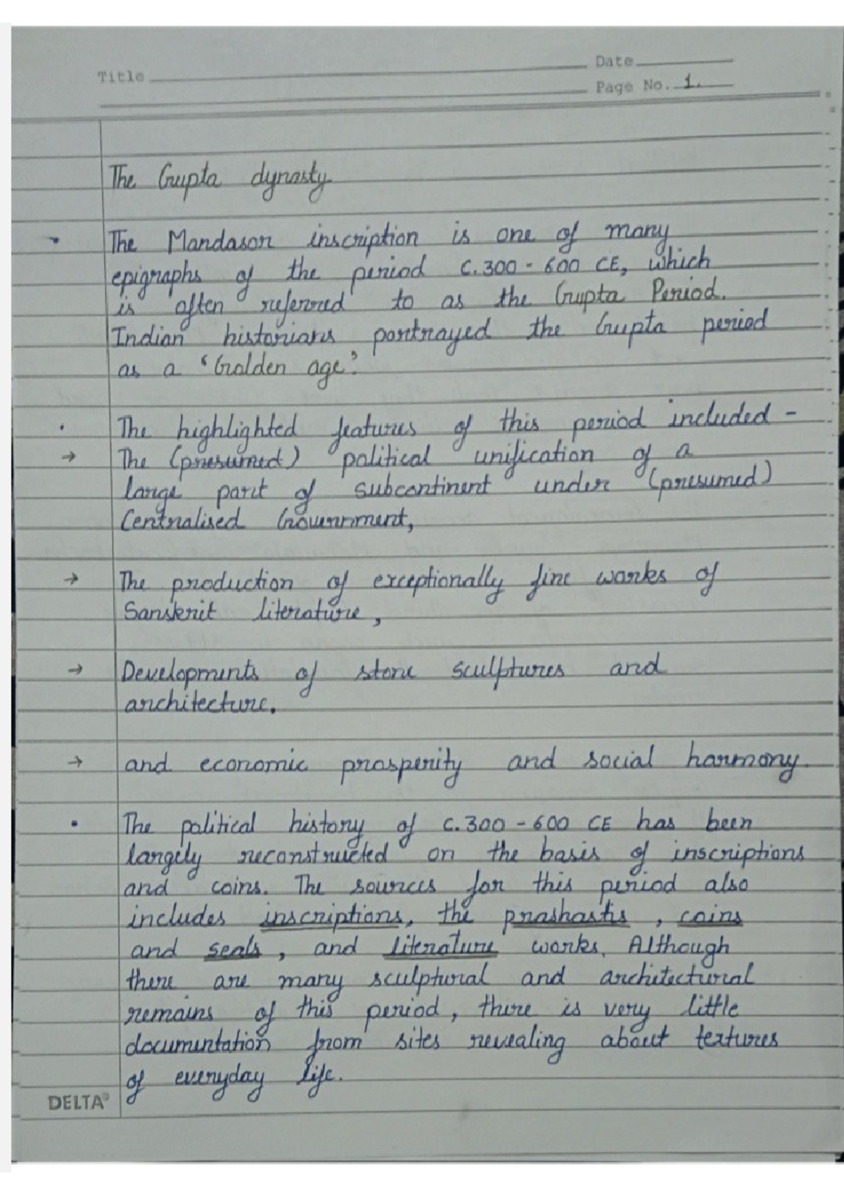 Gupta Period Overview - Summary for BCA Students - Studocu