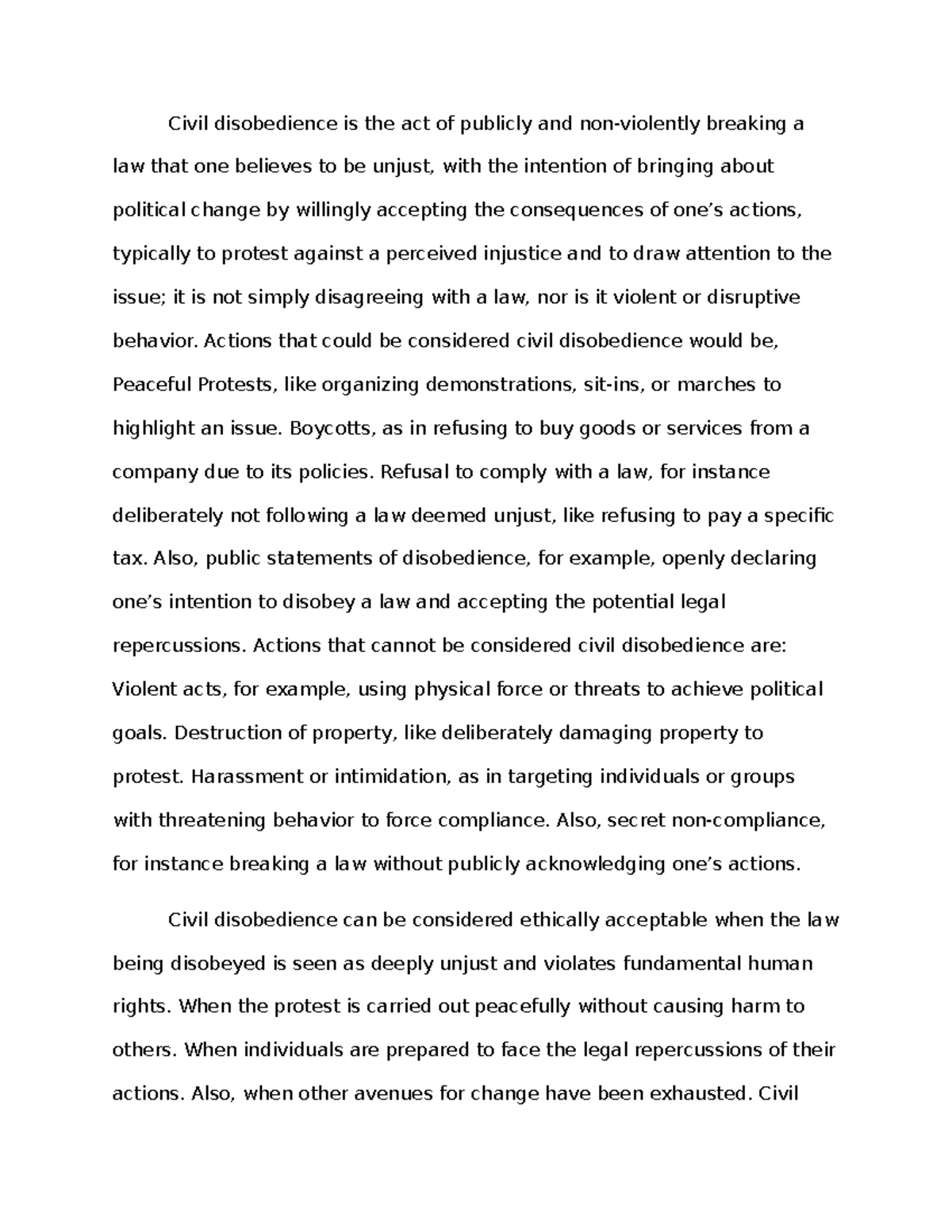 Module 4 journal: Understanding civil disobedience and its implications ...