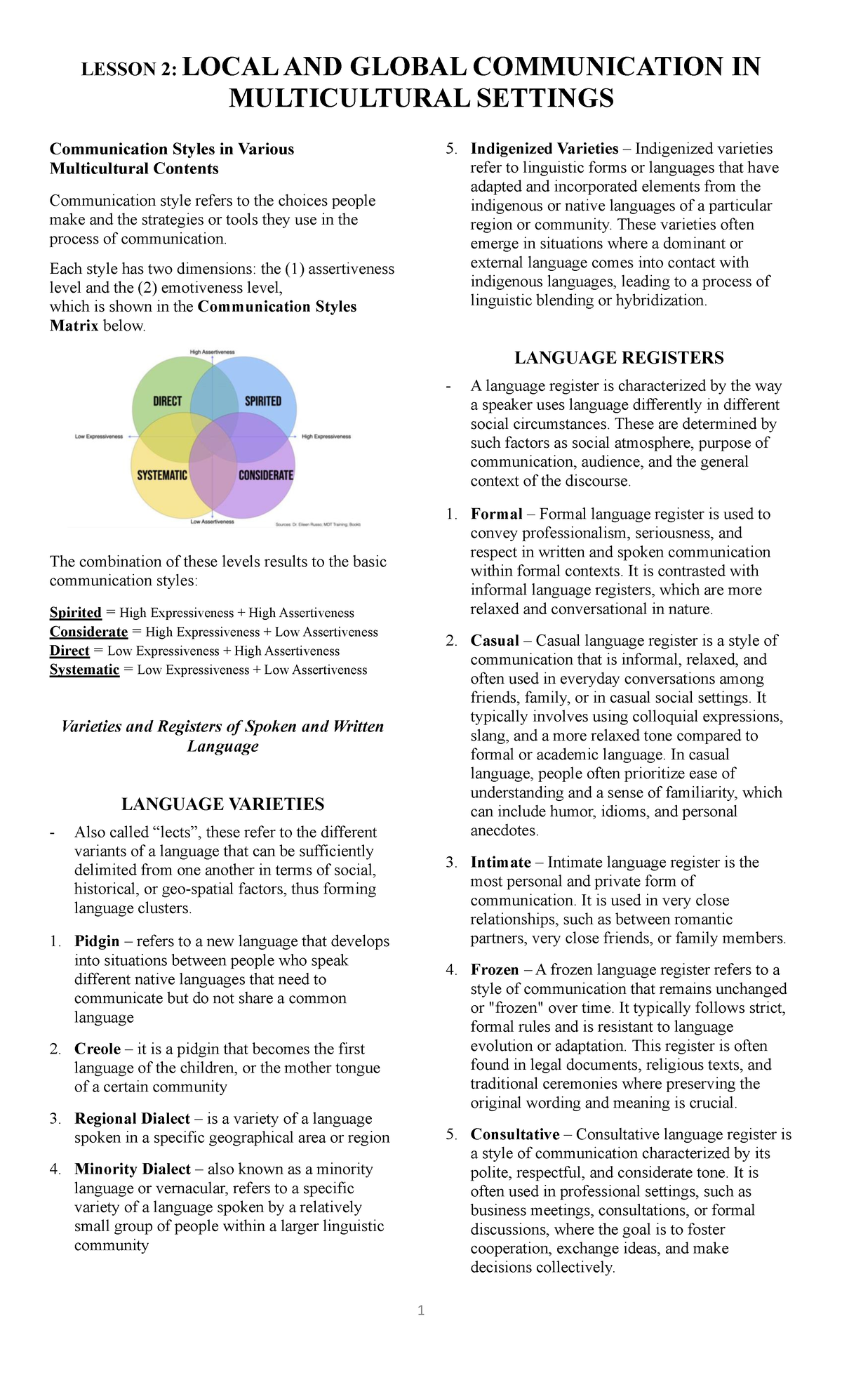Purposive Communication: Lesson 2 - Local & Global Multicultural ...