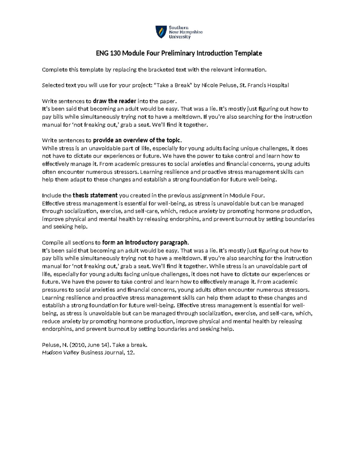 ENG 130 Module Four Preliminary Introduction Draft - Studocu