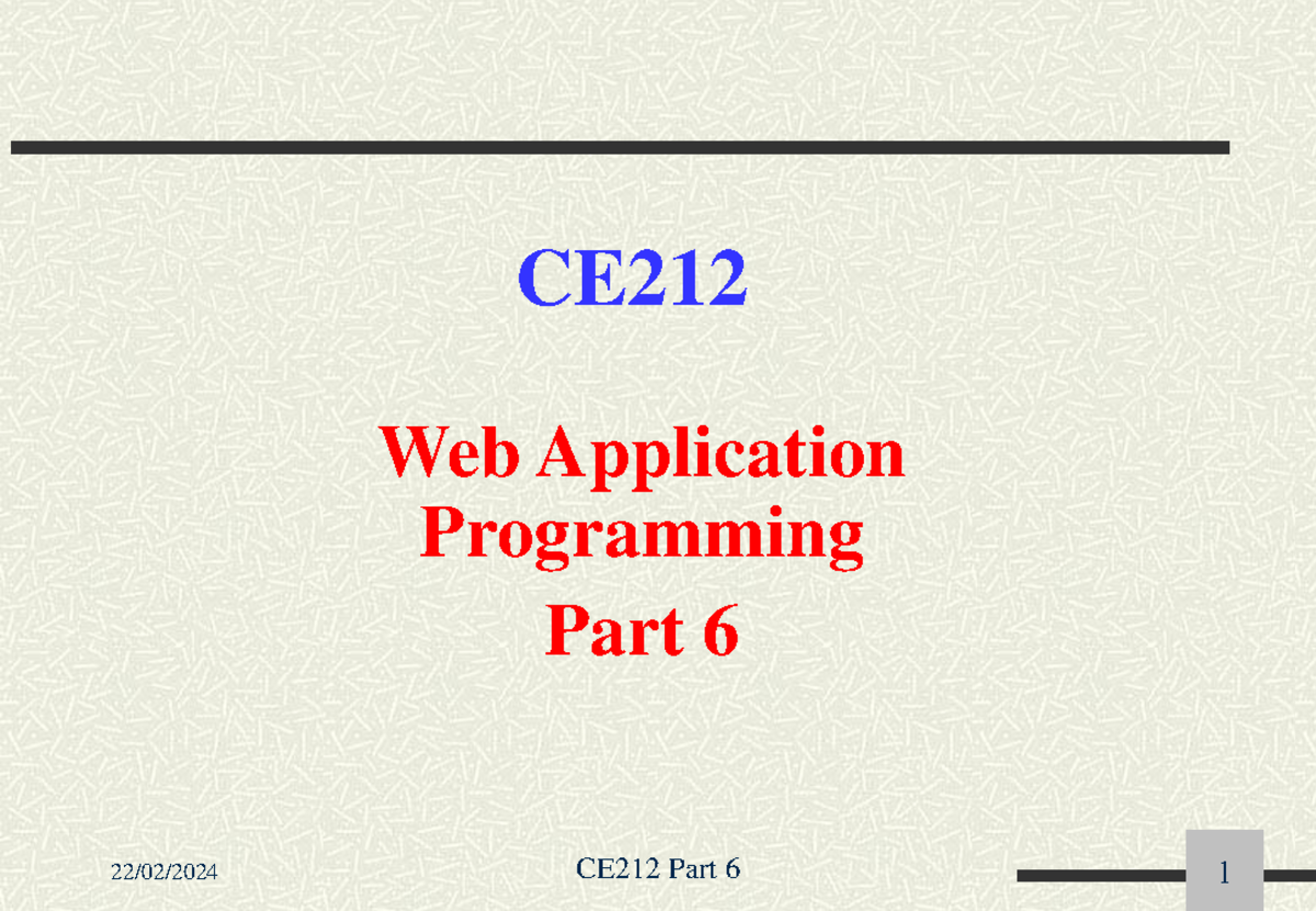 CE212 Web Application Programming: Shopping Basket Example and State ...